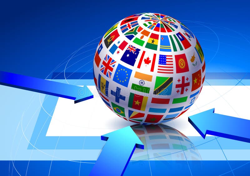 Flags Globe with World Map stock illustration. Illustration of design ...