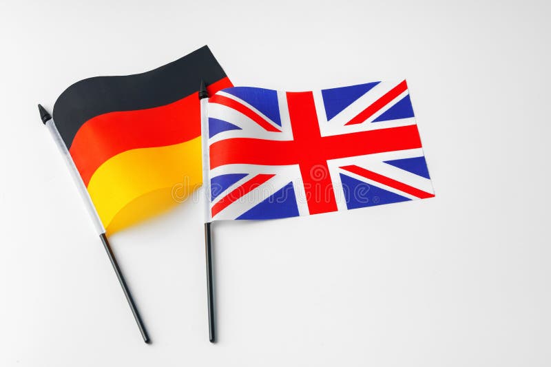 Flags of Great Britain and National Flag of Germany on White Stock ...