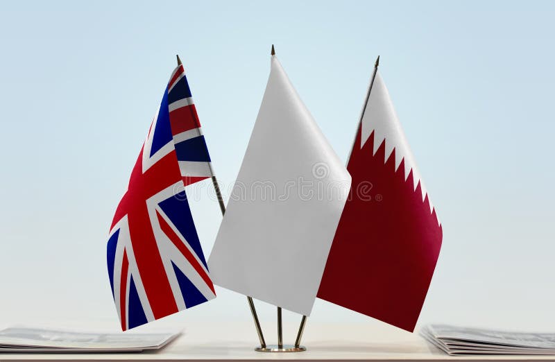Flags of Great Britain and Qatar Stock Image - Image of congress ...