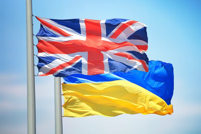 Flags of Great Britain and Ukraine Stock Image - Image of flag, pole ...