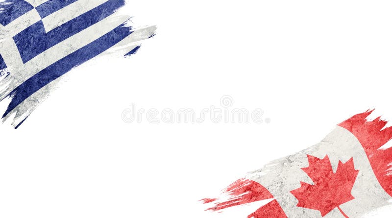 Greece and Canada Flags Crossed and Waving Flat Style. Official ...
