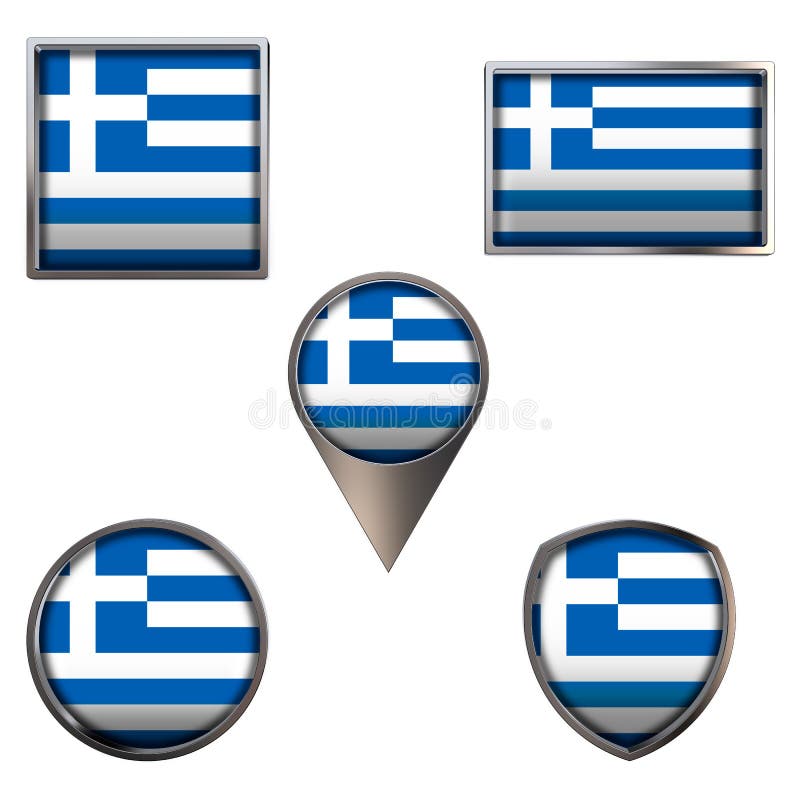 Flags of the Greece Icons Set Image Stock Illustration - Illustration ...