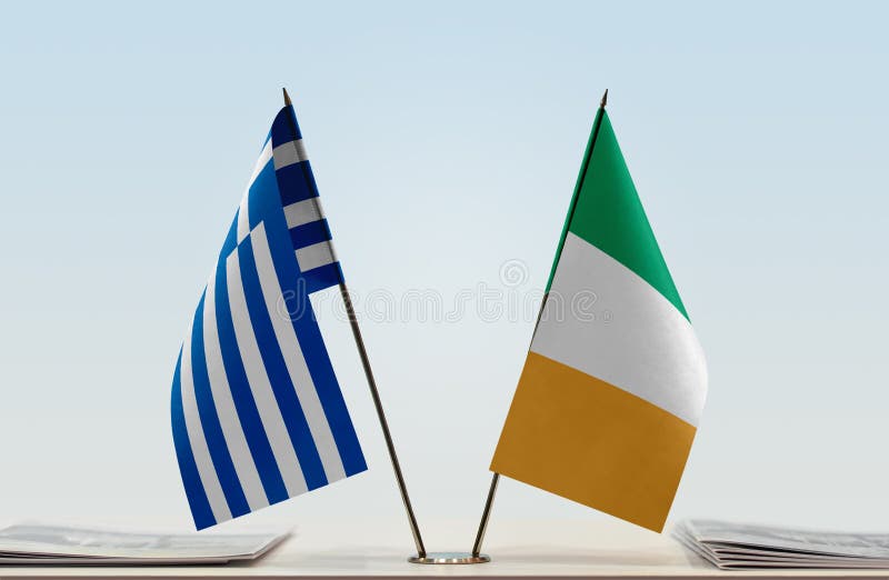 Greece and Ireland. the Greek and Irish Flags. Official Colors. Correct ...