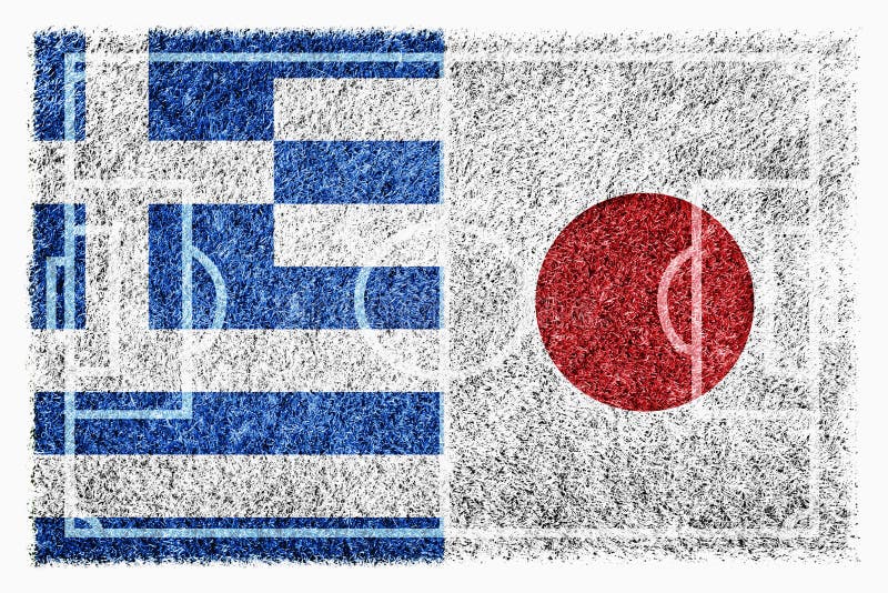 Flags of Greece and Japan on Soccer Field Stock Illustration ...