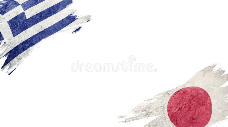Greece and Japan. Crossed Greek and Japanese Flags. Official Colors ...