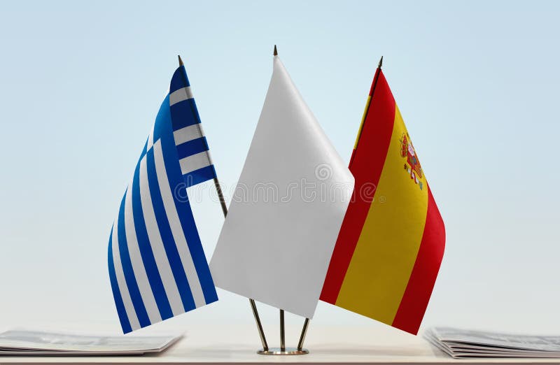 Flags of Greece and Spain stock photo. Image of congress - 118986716