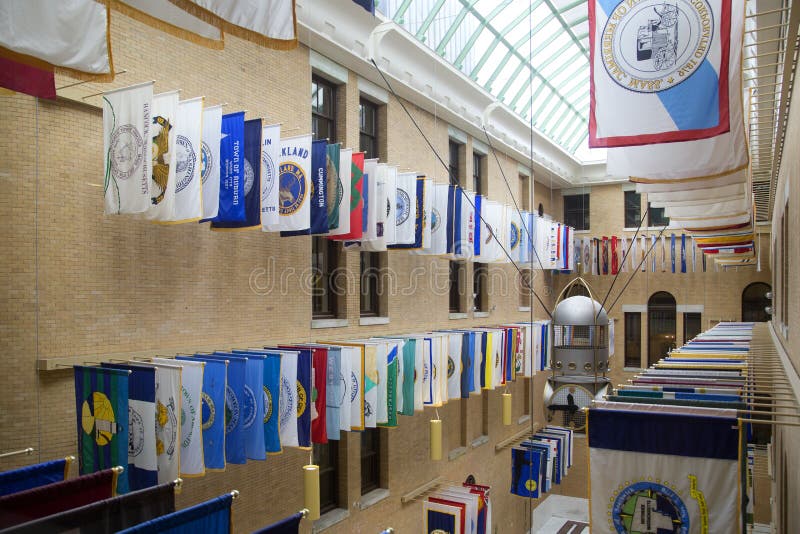 Flags in the Historic Mass State House Inside Editorial Photo - Image ...