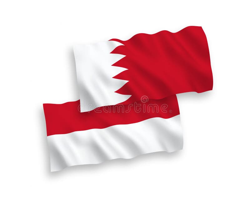 Bahrain and Indonesia Realistic Flag â€“ Fabric Texture Illustration ...