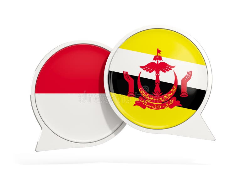 Flags of Indonesia and Brunei Inside Chat Bubbles Stock Illustration ...