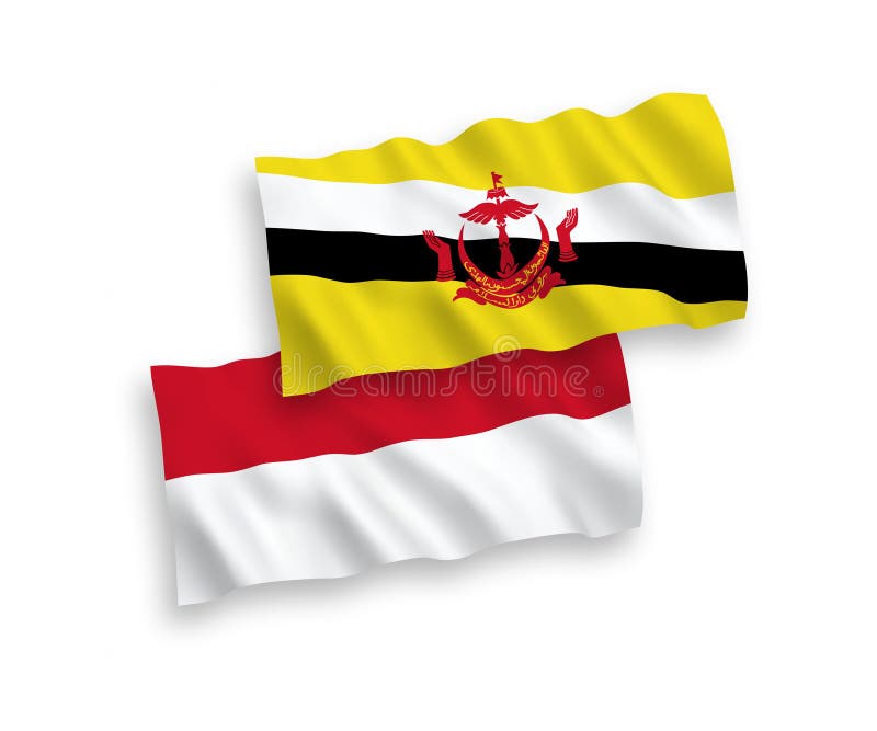 Indonesia and Brunei Flags Together Textile Cloth, Fabric Texture Stock ...
