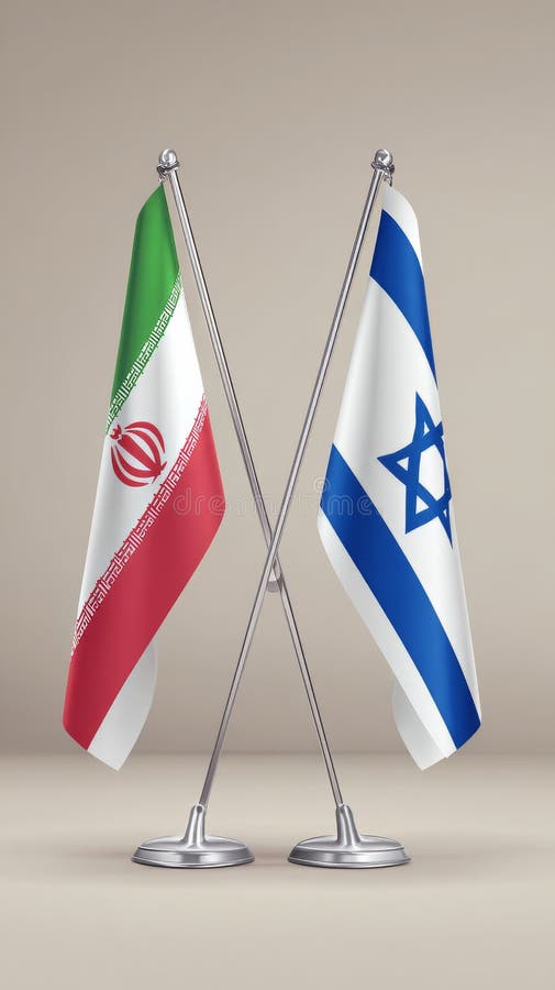 Flags of Iran and Israel on Flag Stand, Meeting between Two Countries. Vector Template Stock ...