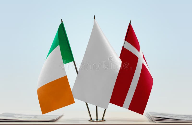 Flags of Ireland and Denmark Stock Photo - Image of empty, ireland ...