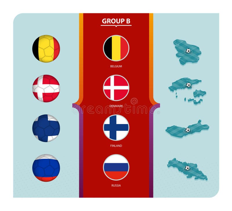 Flags and Isometric Map with Football Field of Group D Stock Vector ...