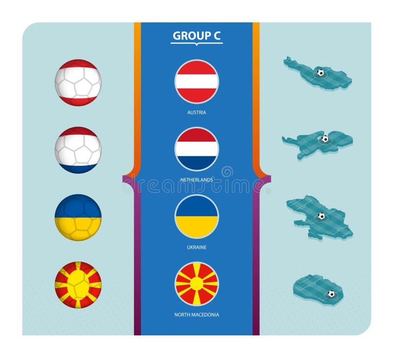 Flags and Isometric Map with Football Field of Group C Stock Vector ...