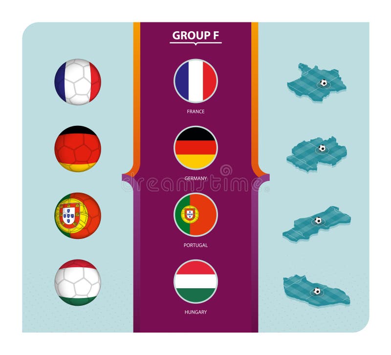 Flags and Isometric Map with Football Field of Group F Stock Vector ...