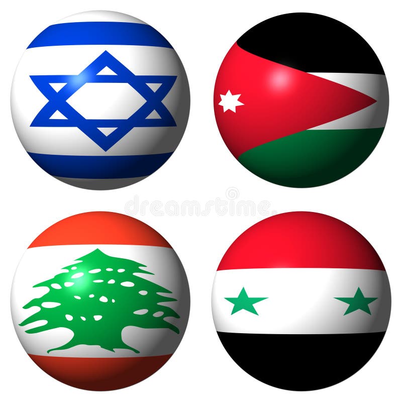 Flags Israel Jordan Lebanon Syria Stock Illustrationer - Illustration ...