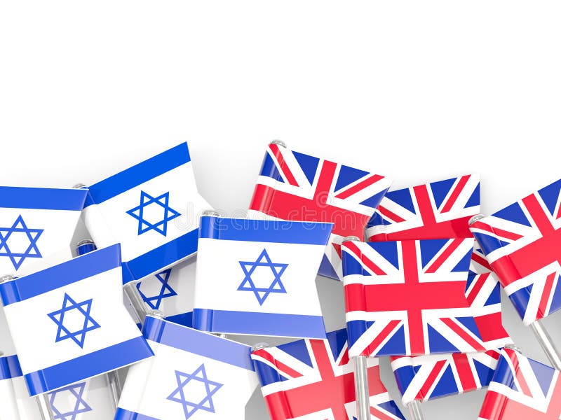 Flags of Israel and UK Isolated on White Stock Illustration ...
