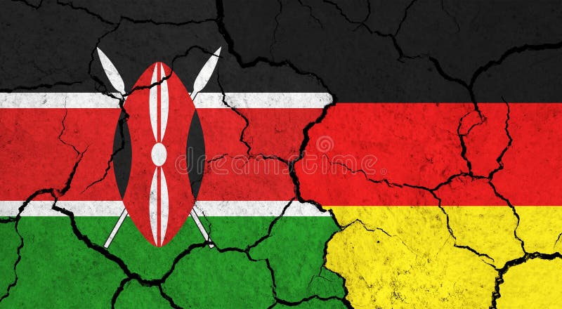 Flags of Kenya and Germany on Cracked Surface Stock Illustration ...