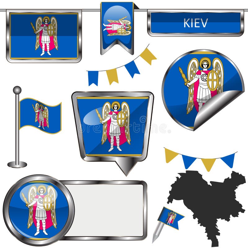 Flags of Kiev, Ukraine stock vector. Illustration of icon - 187653940