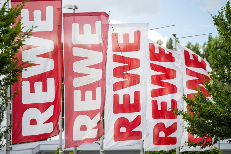 REWE logo on a wall editorial stock photo. Image of icon - 97712908