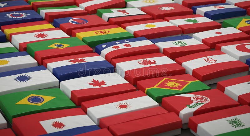 Flags of Many Countries Arranged in Rows and Columns Stock Illustration ...