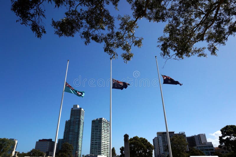 Flags in Melbourne stock photo. Image of summer, metropolis - 83668738