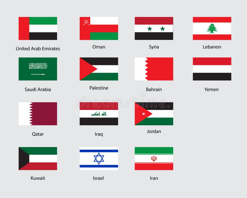 Flags of Middle East Countries Vector. Stock Vector - Illustration of ...
