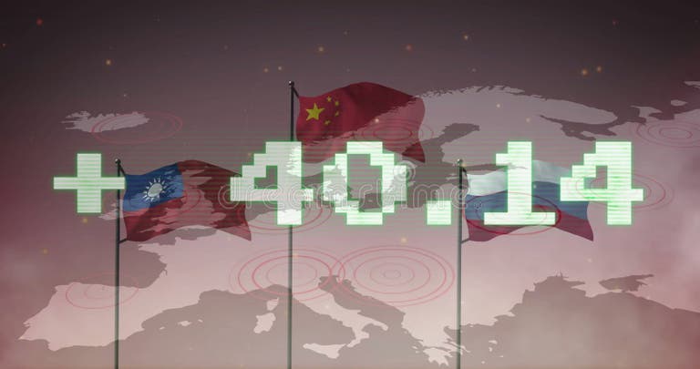Flags of Multiple Countries with Number Image Over World Map Background ...