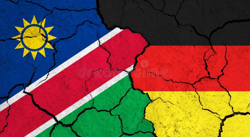 Flags of Namibia and Germany on Cracked Surface Stock Illustration ...