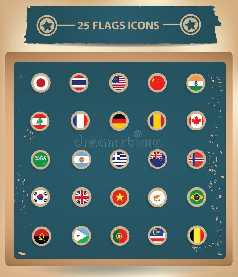 25 Flags National icons stock illustration. Illustration of china ...