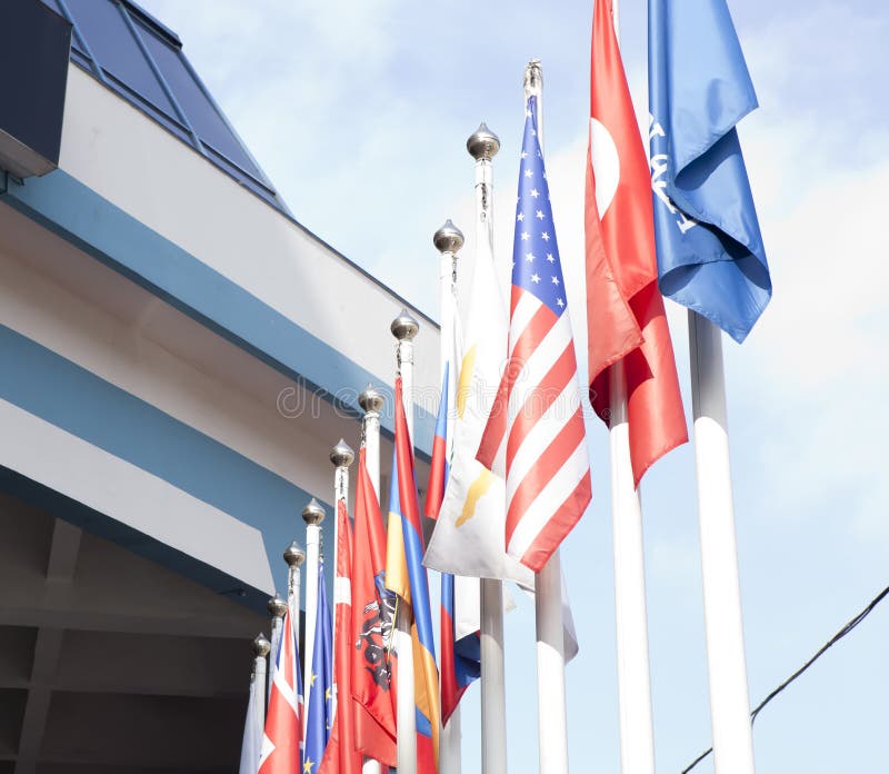 Flags Near International Business Center Stock Photo - Image of ...