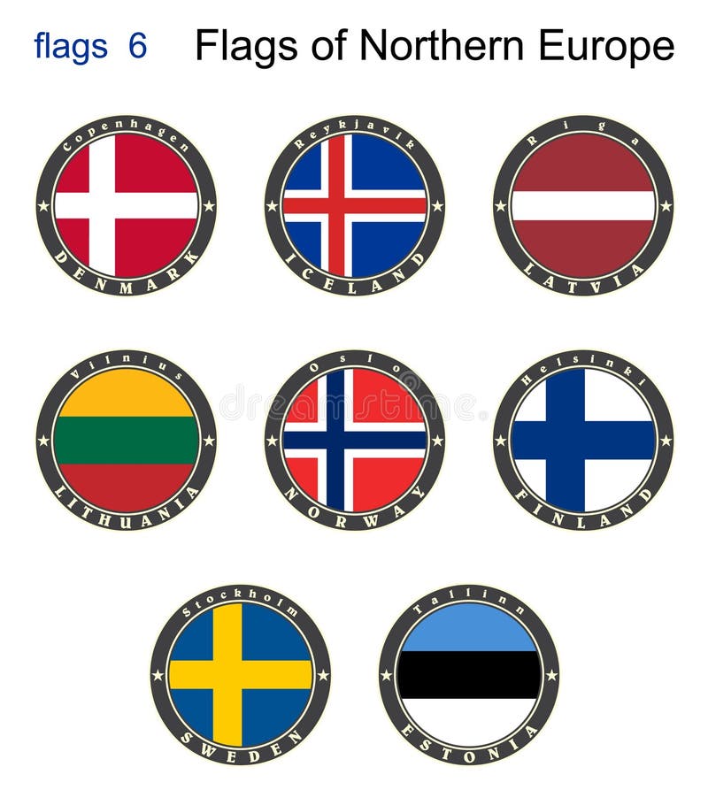 Flags of North Europe. Flags 6 Stock Vector - Illustration of flag ...