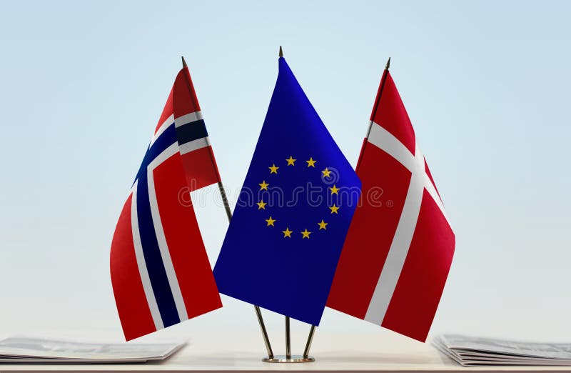 Flags of Norway European Union and Denmark Stock Image - Image of ...