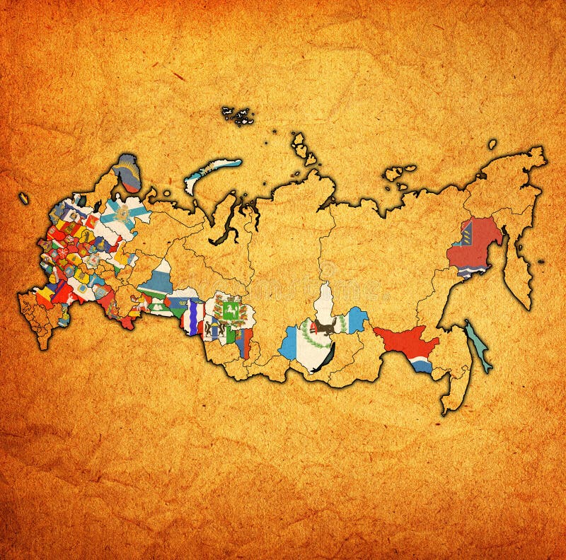 Flags of Oblasts on Administration Map of Russia Stock Image - Image of ...