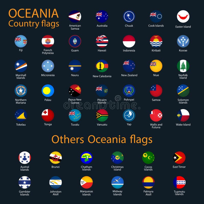 Flags of Oceania, All Countries in Original Colors Stock Illustration ...