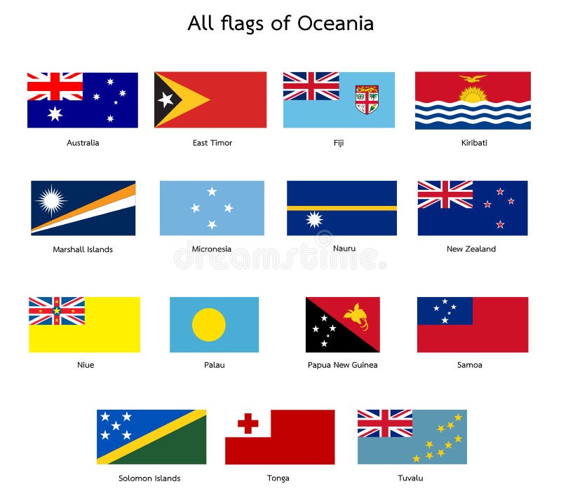 Flags of Oceania stock illustration. Illustration of circular - 158854413