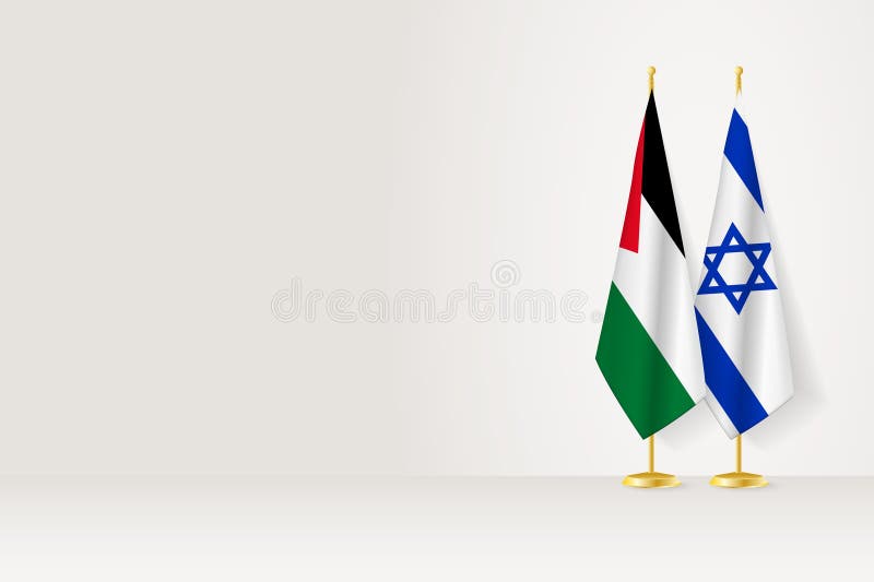 Flags of Palestine and Israel on Flag Stand, Meeting between Two ...