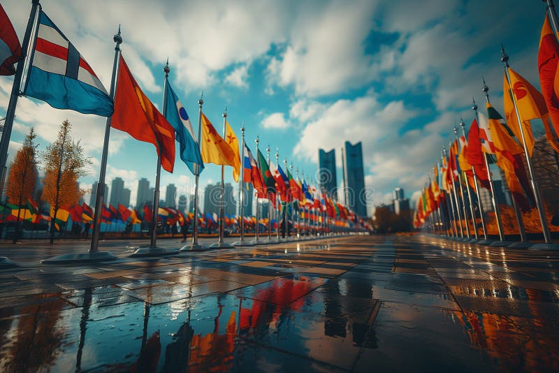 Flags of Participating Nations Fluttering in the Breeze, Representing ...