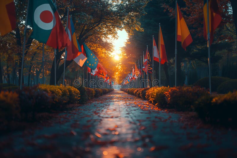 Flags of Participating Nations Fluttering in the Breeze, Representing ...