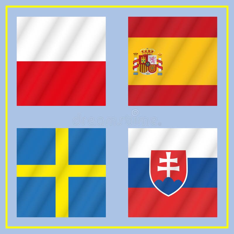 Flags of the Participating Teams with the Text for the European Cup ...