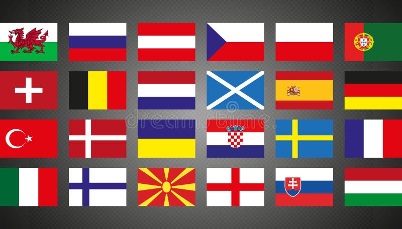 Flags of the Participating Teams with the Text for the European Cup ...