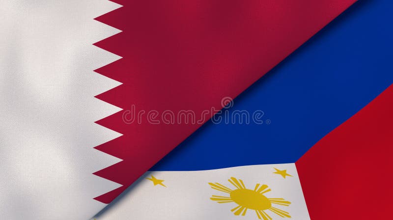 Qatar Vs Philippines Filipino Smoky Mystic Flags Placed Side By Side