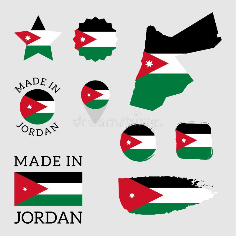 Set of Flags of Jordan. Vector Illustration Stock Vector - Illustration ...