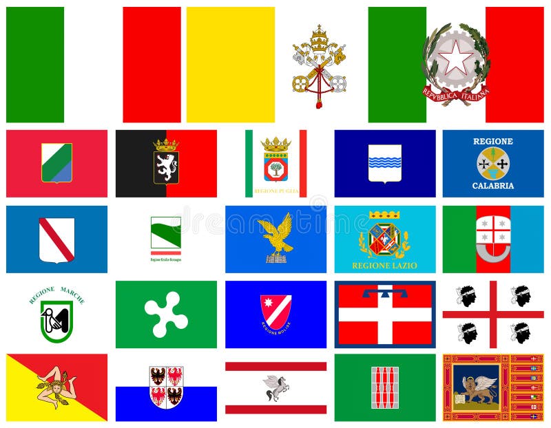 Flags Regions of Italy stock illustration. Illustration of group - 80792498