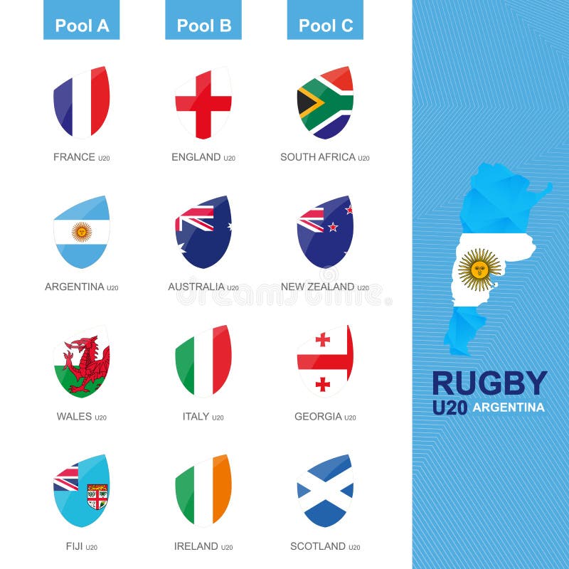 Flags in Rugby Style, Rugby Icon Set Stock Vector - Illustration of ...