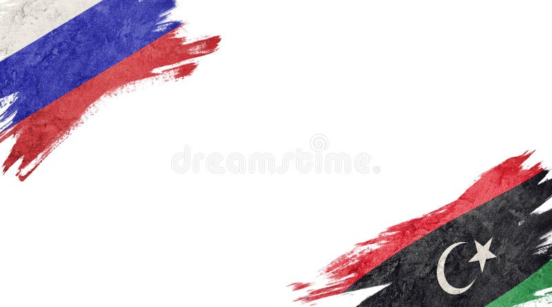 Russia and Libya - Two Flag Together - Fabric Texture Stock Image ...