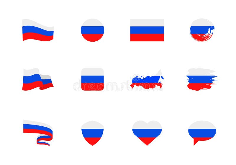 Flags of Russia - Flat Collection. Flags of Different Shaped Twelve ...