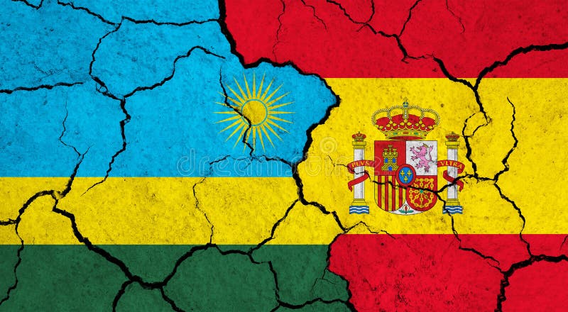 Flags of Rwanda and Spain on Cracked Surface Stock Photo - Image of ...