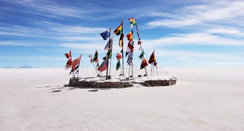 Flags on the salt flat stock image. Image of flaring - 35459547