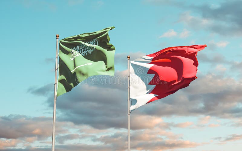 Flags of Saudi Arabia and Bahrain Stock Illustration - Illustration of ...